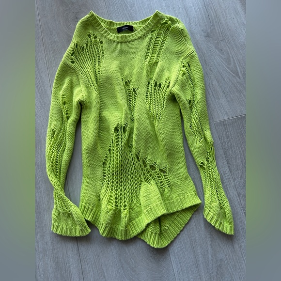 Chuu | Sweaters | Chuu Sweater Green Ripped Grungecore Y2k Neon | Poshmark